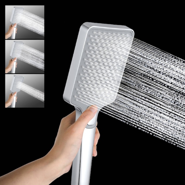 Square Handheld Shower Head 3.74" High Pressure 3 Modes Powerful WELS ...