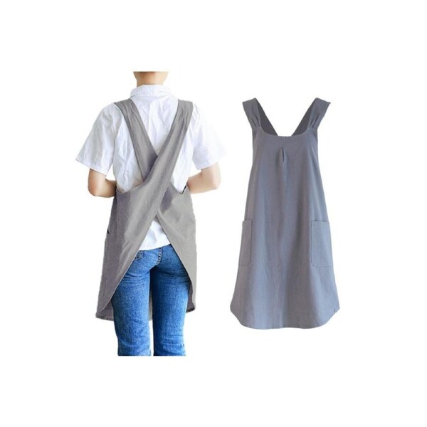 Cross Back Aprons Cotton Apron with Pockets for Kitchen Housework ...