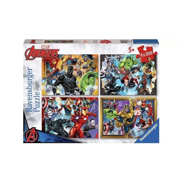 Ravensburger Marvel Avengers Bumper 4-Jigsaw Puzzle Pack 36x26cm Kids ...