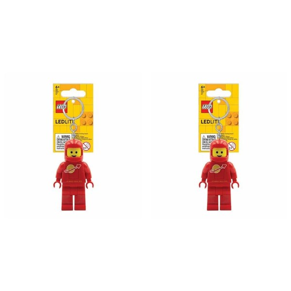 2PK Lego Minifigures Spaceman Keychain/Keyring LED Light 4x8cm Kids Red ...