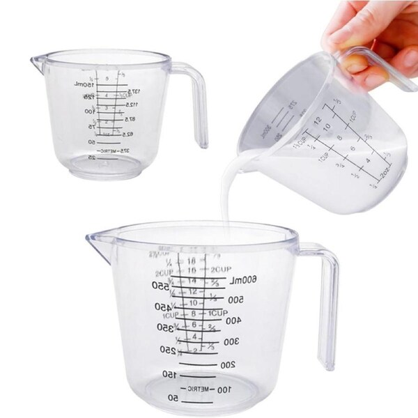 3Pcs Large Capacity Clear Plastic Measuring Cups | Woolworths