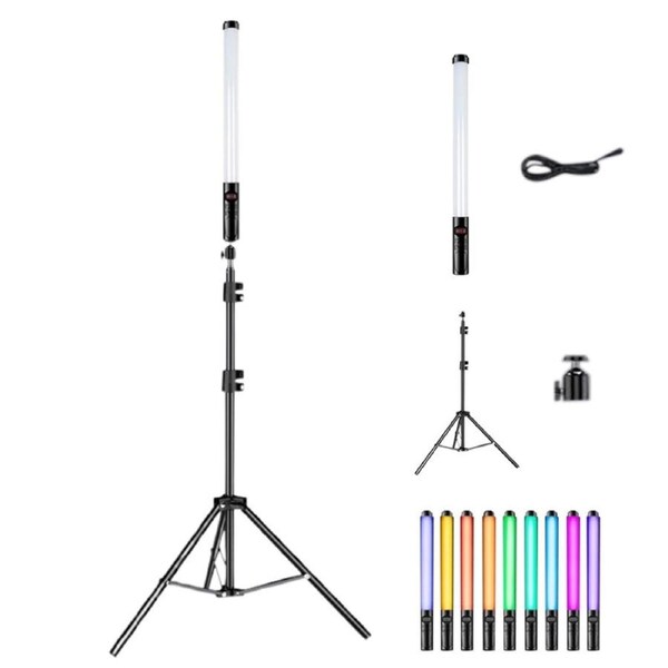 12W RGB Colorful LED Light Wand Handheld Photography Light Stick Bar ...