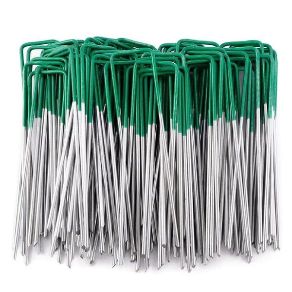 100x Artificial Grass Pins Turf Peg Synthetic Staple Fake Weedmat Lawn ...