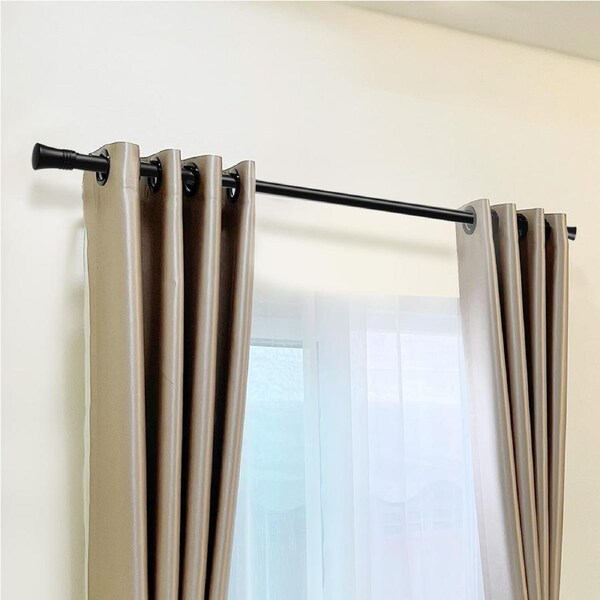 Marlow Black Curtain Rod Steel Quiet Rail Pole Pommel Set Extendable ...