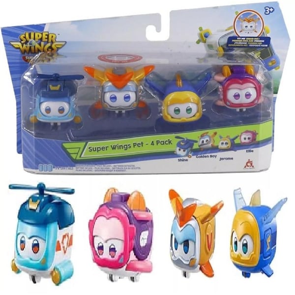 Super Wings Super Pets 4-Pack Super Pets Jerome Golden Boy Shine Ellie ...