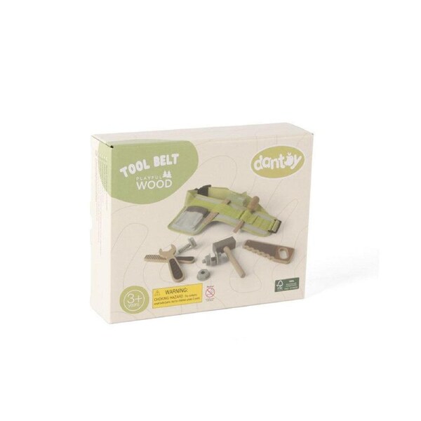 11pc Dantoy Playful Wood Pretend Play DIY Toy Tool Belt Kids/Toddler 3y ...