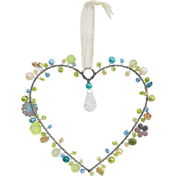LVD Beaded Heart Heavenly Decorative Hanging Sculpture Ornament Home ...
