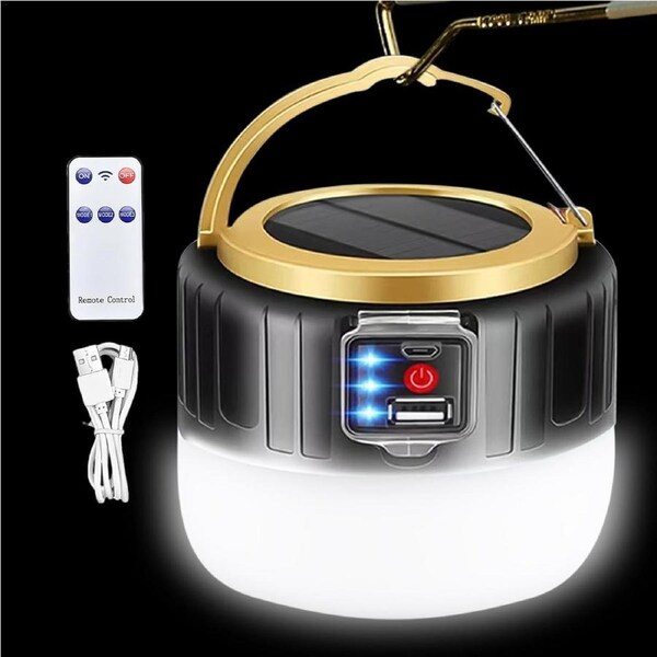 Collapsible Camping Lantern LED Solar Light USB Rechargeable Lamp ...