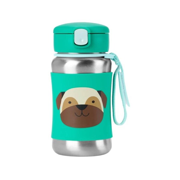 Skip Hop Zoo Stainless Steel Straw Bottle - Pug | Woolworths