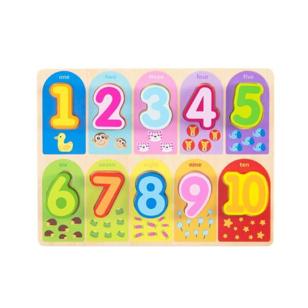 Fat Brain Toys Lets Count to 10 Wooden Puzzle w/ Board Toy 29x22cm Kids ...