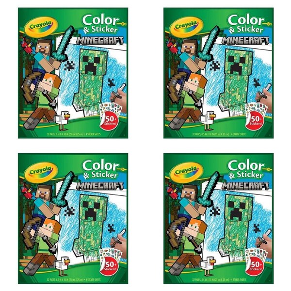 4PK Crayola Colour & Sticker Activity Book Craft Kit Minecraft Kids ...