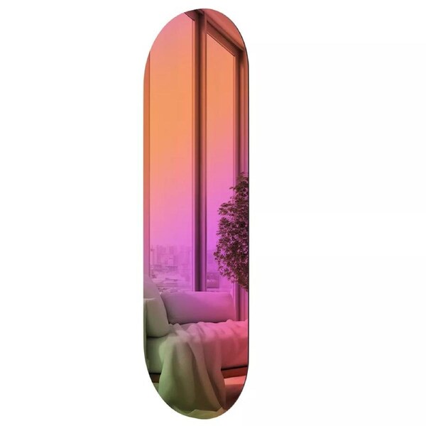 FIN Oval Iridescent Wall Decor Mirror Full Length Rainbow Wall Hanging ...
