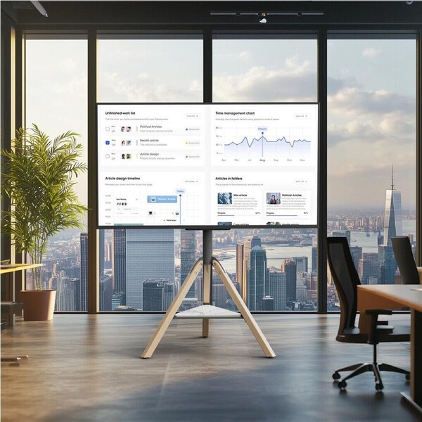 FIN 32-75 Inch Swivel Tripod TV Stand Stable Wooden Legs TV Mount with ...