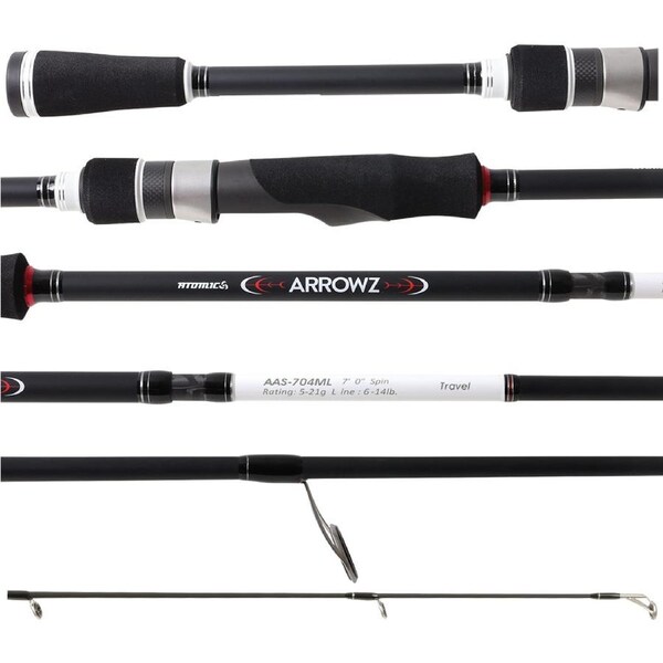 Atomic Arrowz Carbon Fishing Rod Travel Spin 7ft 4 Piece 6 - 14lb Pound ...