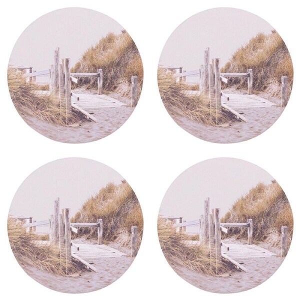 4PK Splosh Palm Cove Beach Path Ceramic Beverage Coaster Decor 10.5cm ...