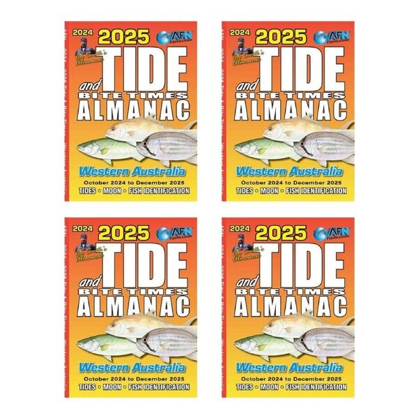 4PK AFN 2025 Tide & Bite Time Wa Fishing Guide 108-Pages 11.5x10.5cm ...