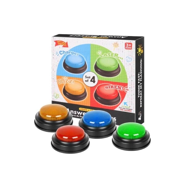 4-Pack Buzzers for Trivia Games, Game Buzzers for Classroom with Lights ...