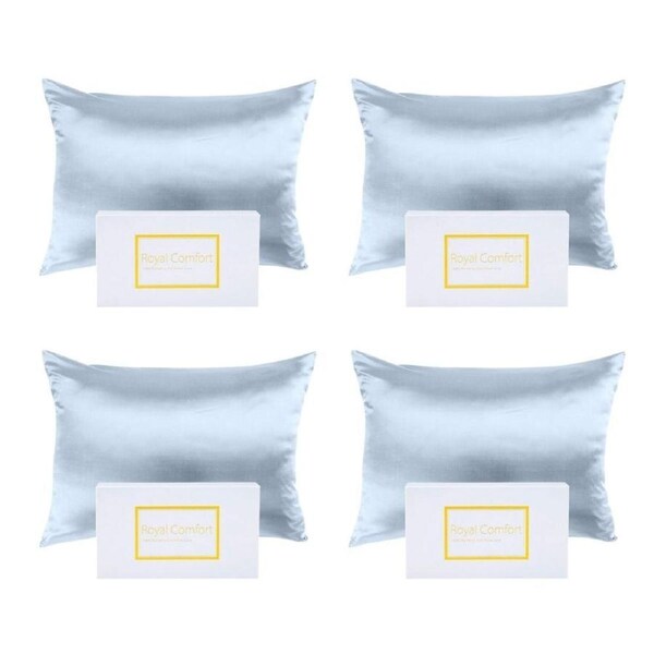 4PK Royal Comfort Mulberry Silk Pillowcase Cover Twin Pack 51x76cm Soft ...