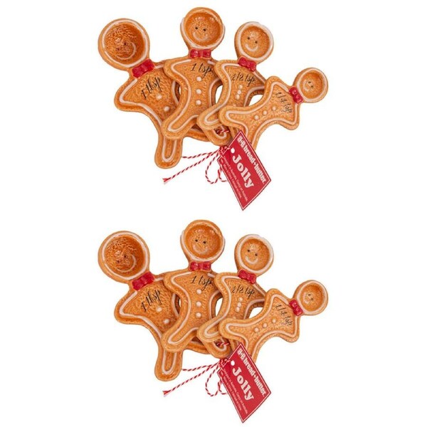2x 4pc Bread and Butter Figurine Gingerbread Man Measuring Spoon ...