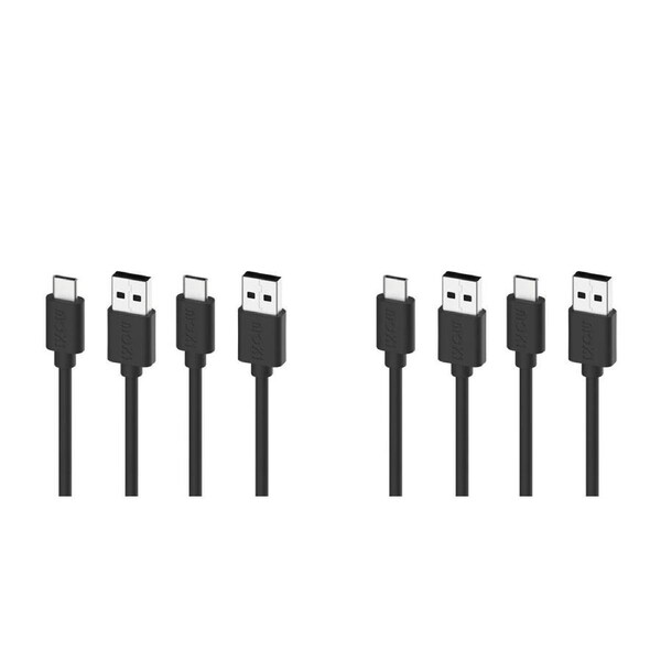 2x 2pc Moki USB-A to USB-C SynCharge Cable 1M iPhone/Android Jet Black ...