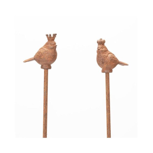 Cast Iron Stake Royal Bird Sculpture Garden Ornament Decor 11x12cm Rust ...