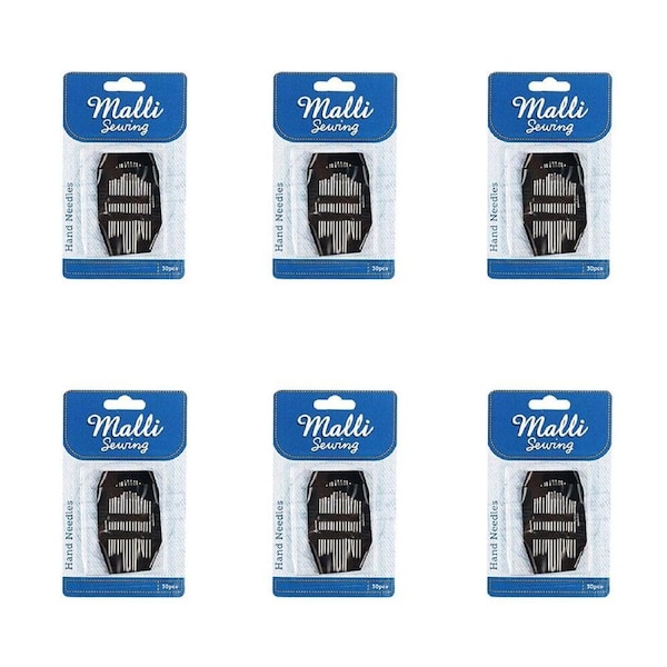 6x 30pc Malli Sewing Metal Sewing/Tailoring Hand Needles Silver ...