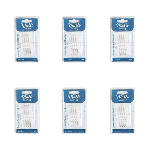 6x 4pc Malli Sewing Easy Thread Metal Jumbo DIY Sewing Needles 2x70mm Silver | Woolworths