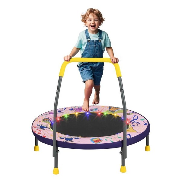 Costway Foldable Trampoline Mini Trampoline w/20 LED Lights & Foam ...