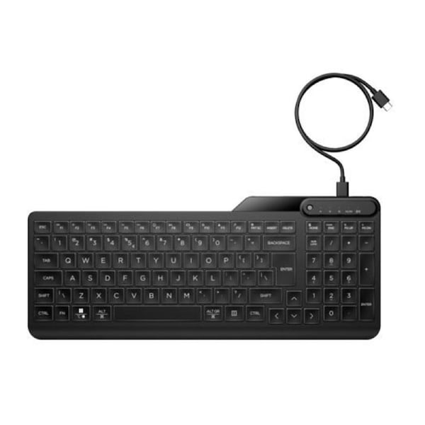 HP 405 Multi-Device Backlit Wired Keyboard Removable USB-C® cable with ...