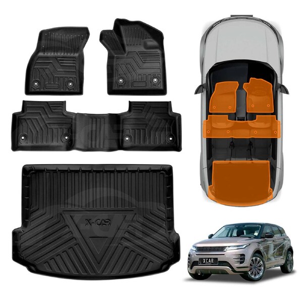 3D Floor Mats Boot Liner Set for Land Range Rover Evoque 2019-Onwards ...