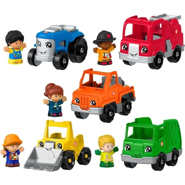 Fisher-Price Little People Town Helpers Vehicle Set Toddler Playset ...