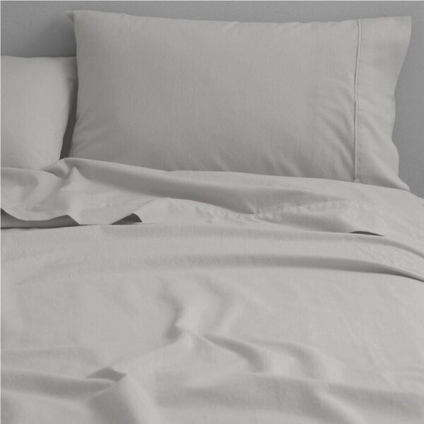 Canningvale Fitted Sheet Set Cozi Cotton Flannelette Bedding Silver Queen | Woolworths