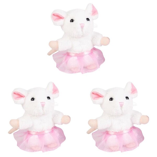 3PK Living Nature Play Tutu Mice Stuffed Animal Soft Plush Toy 12cm ...