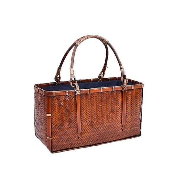 Nevenka Retro Womens Bamboo Handbag Handmade Large Tote Bag Wicker ...