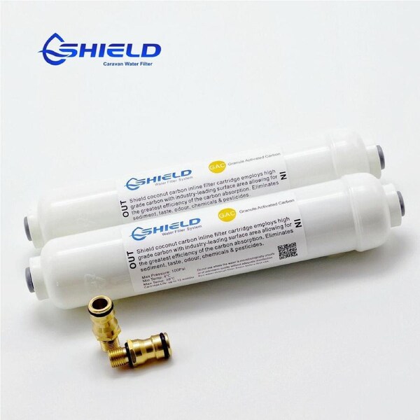 2 X Inline Caravan RV Camper Boat Water Filter Granule Coconut Carbon ...