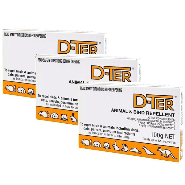 3x D-Ter Animal Bird Repellent 100g Possum Deterrent Rabbit Dog Cat ...