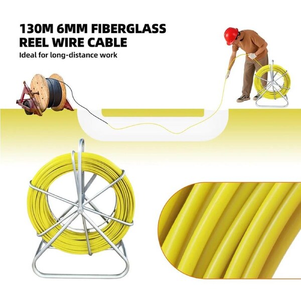 Fish Tape Puller Fibreglass 130mx6mm Wire Cable Running Duct Rodder ...