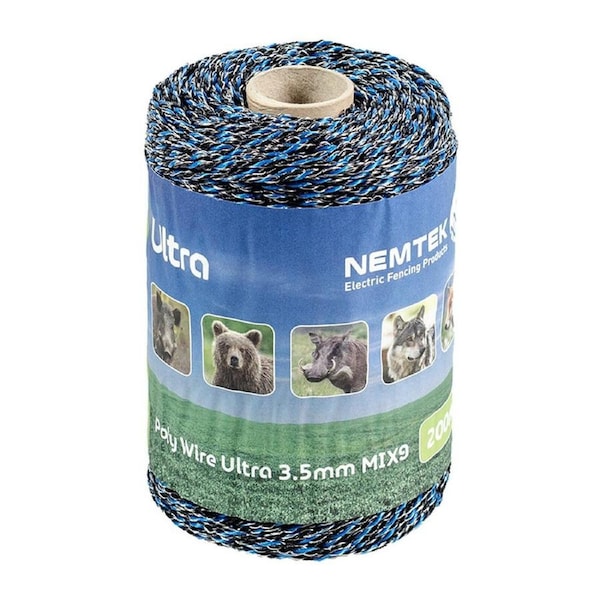 Nemtek 200m Black 3.5mm Ultra MIX9 Electric Fence Poly Wire | Woolworths