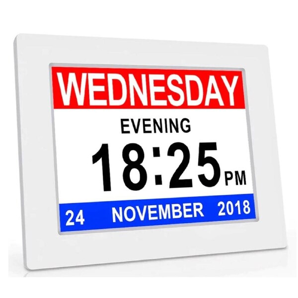 7inch LED Dementia Digital Calendar Clock Alarm Extra Large Day/Week ...