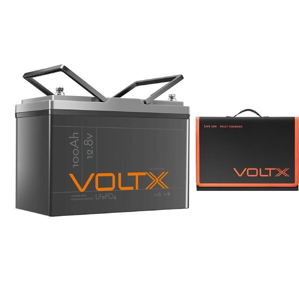 VoltX 12V Lithium Battery 100Ah + 200W Folding Solar Panel | Woolworths
