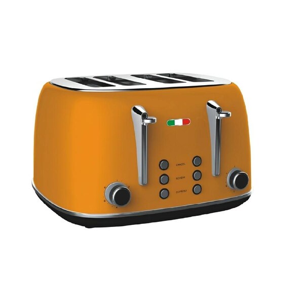 Vintage 4 Slice Toaster - Mango Orange Stainless Steel, 1650W - Extra ...