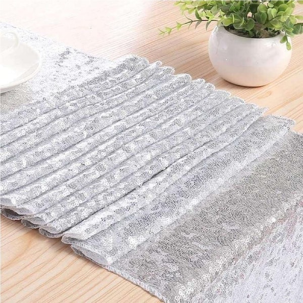 Silver Sequin Fabric Table Runner | Woolworths