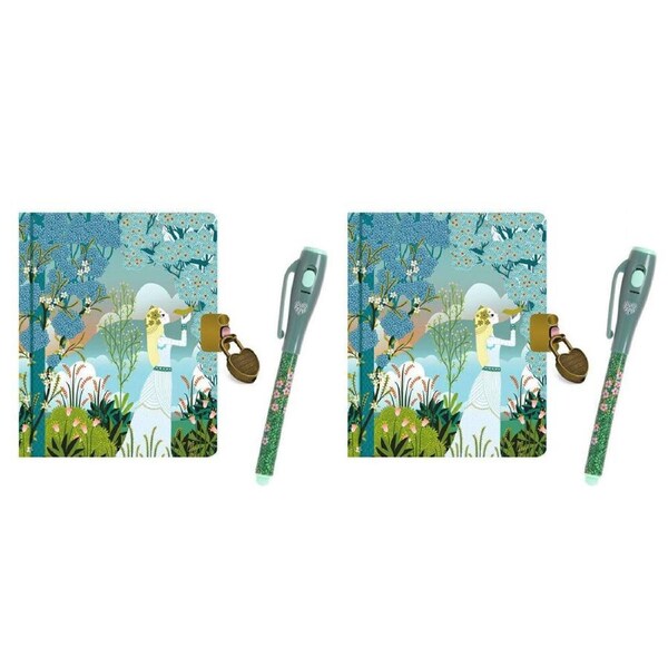 2PK Djeco Charlotte Little Secret Notebook w/ Magic Pen Writing ...