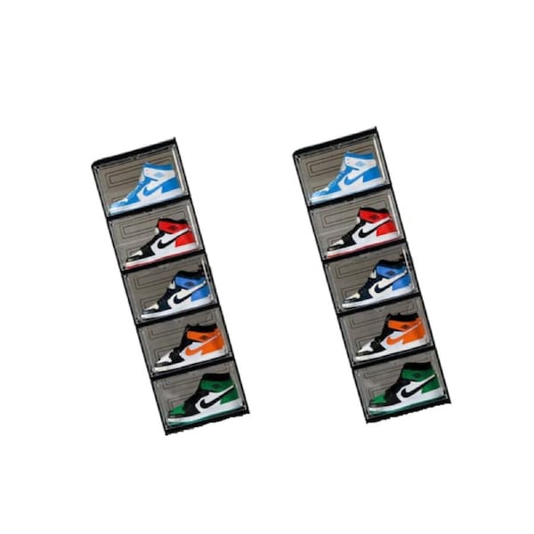 10x Premium Shoe Box Display Case Storage Clear Plastic Side Stackable ...