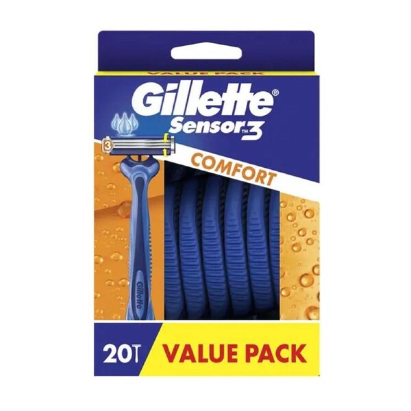 Gillette Sensor 3 Razor - 20 Pack - Men's Razorblades Disposable ...