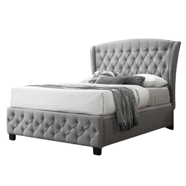 Howlan Fabric Button Tufted Gas Lift Storage Bed Frame Queen Size Devon ...