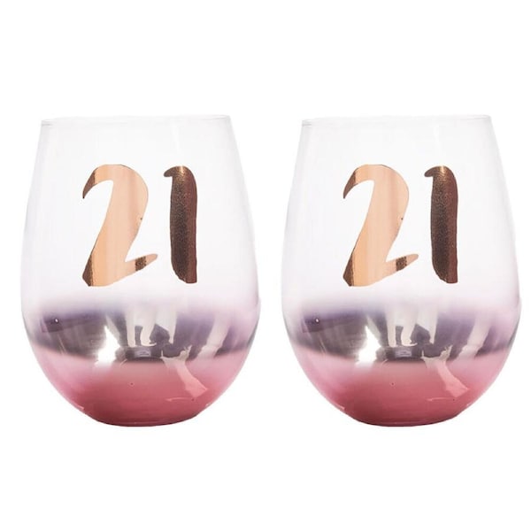 2PK Tallulah Blush Stemless Wine Glass Cup Party Drinkware Clear 21st ...