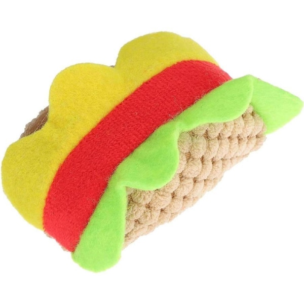 Pet Hamburger Plush Molar Toy Funny Squeaky Toys Hamburger Shaped Food ...