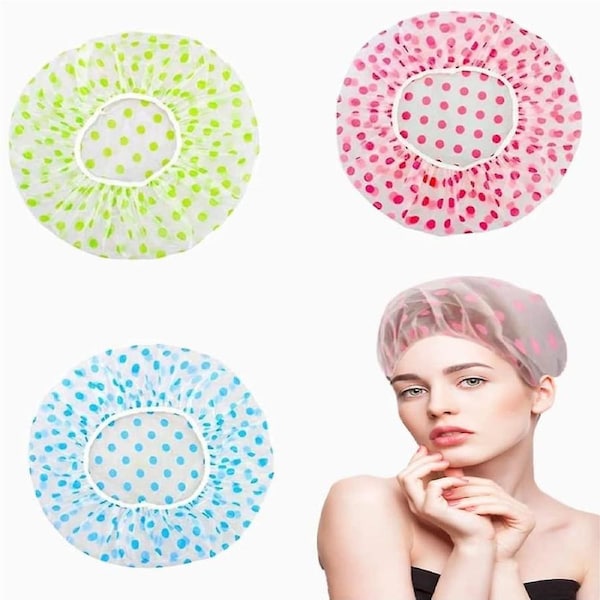 3 Pieces Waterproof Shower Cap, Reusable Bathing Caps, For Shower, Spa ...