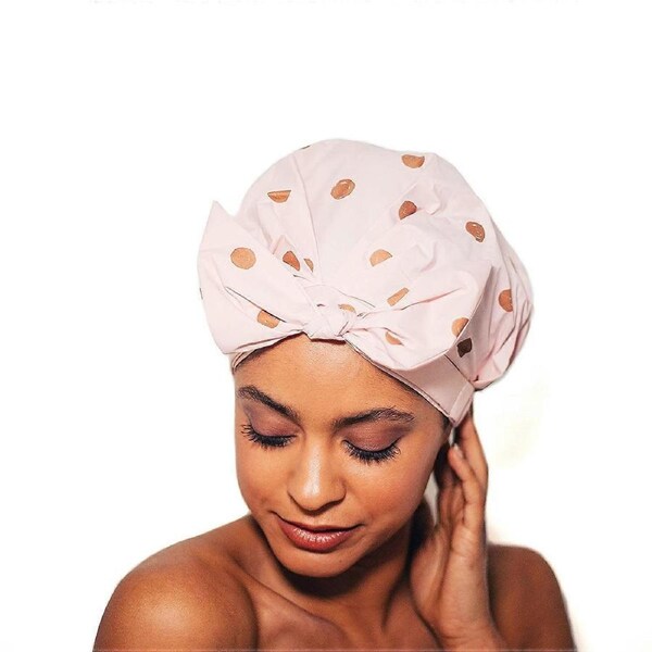 QQDD Luxury Shower Cap compatible with Women, Waterproof Bowknot ...